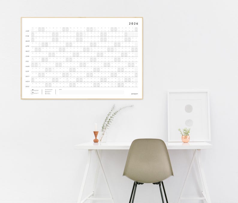 Printable 2026 Large Wall Calendar | Digital Download | Full Year Wall ...