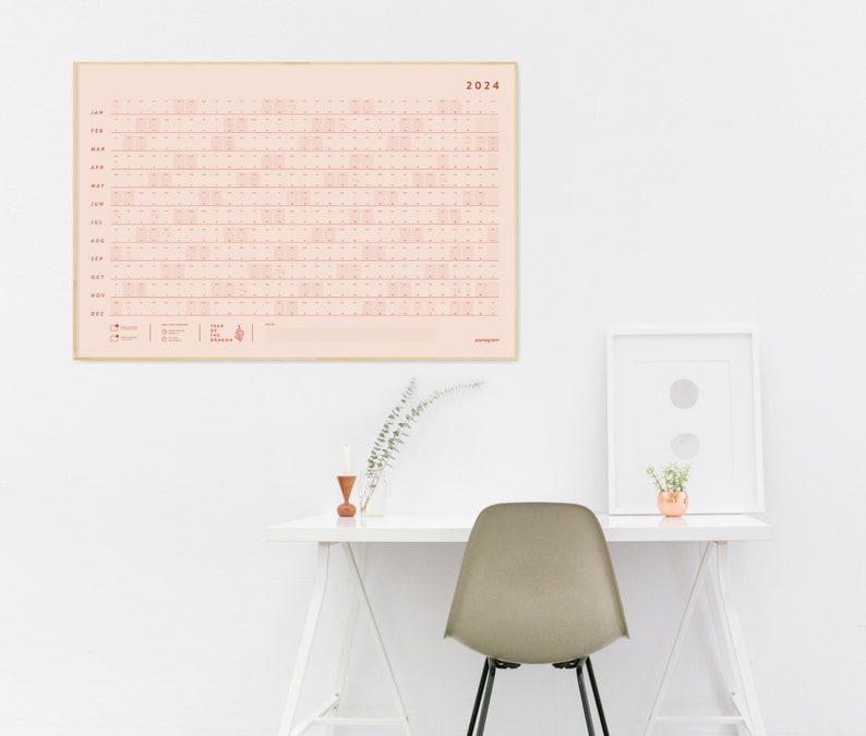 Printable 2024 Large Wall Calendar Digital Download Full Year Wall ...