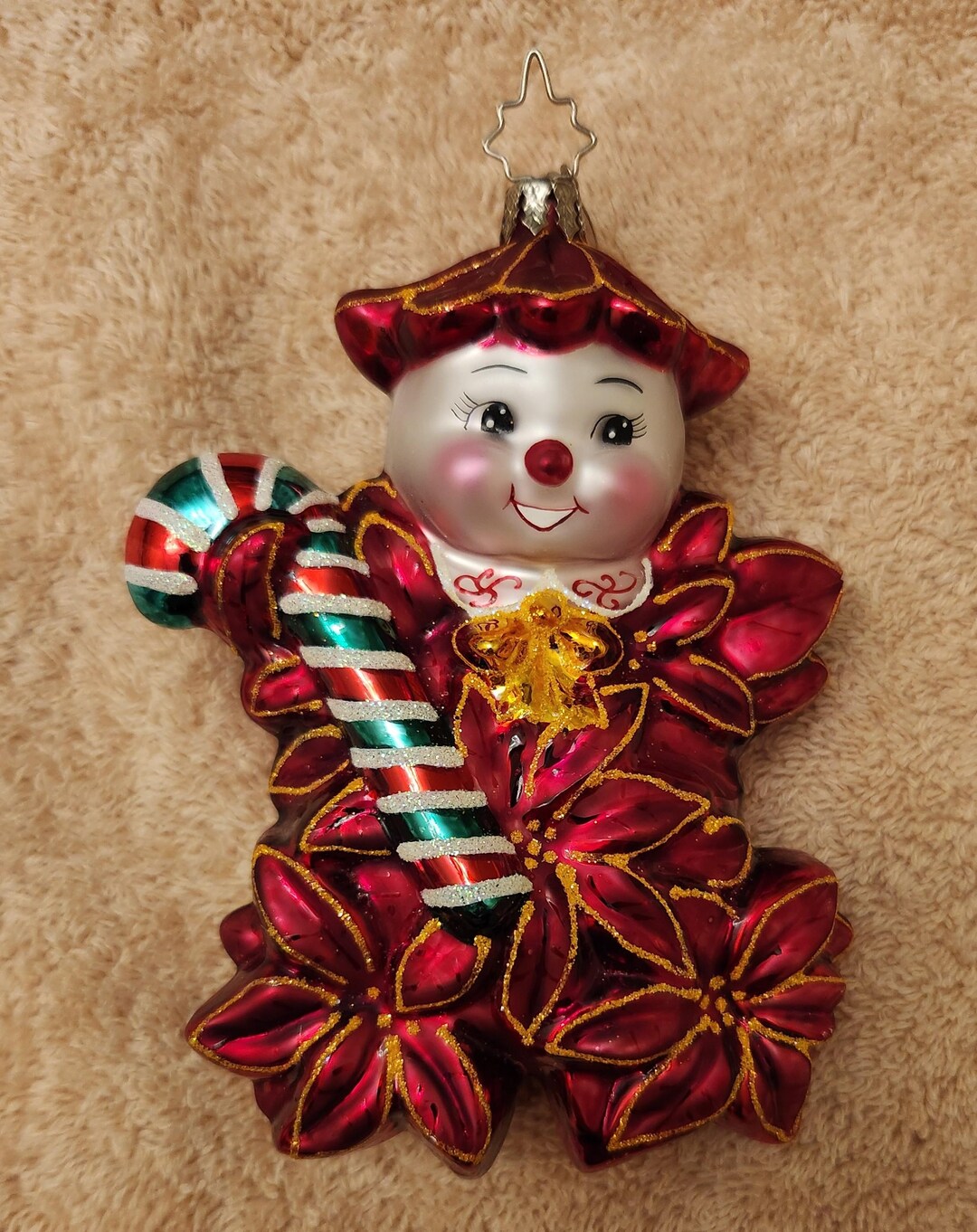Christopher Radko Poinzy Pal Poinsettia Red Snowman With Candy Cane ...