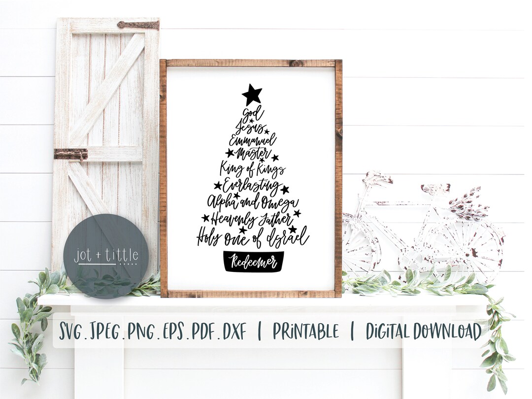 Names of Jesus Christmas Tree SVG PNG Cute Hand Lettered - Etsy