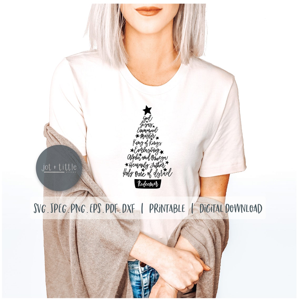 Names of Jesus Christmas Tree SVG PNG Cute Hand Lettered | Etsy