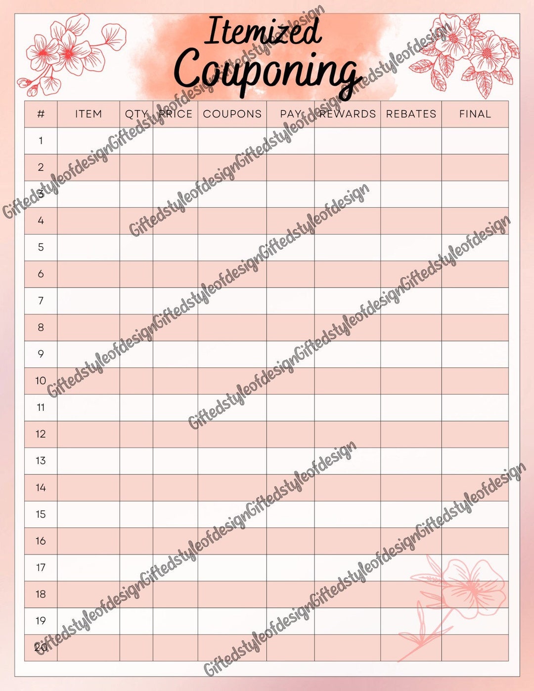 Digital Download Couponing Tracker Sheets - Etsy