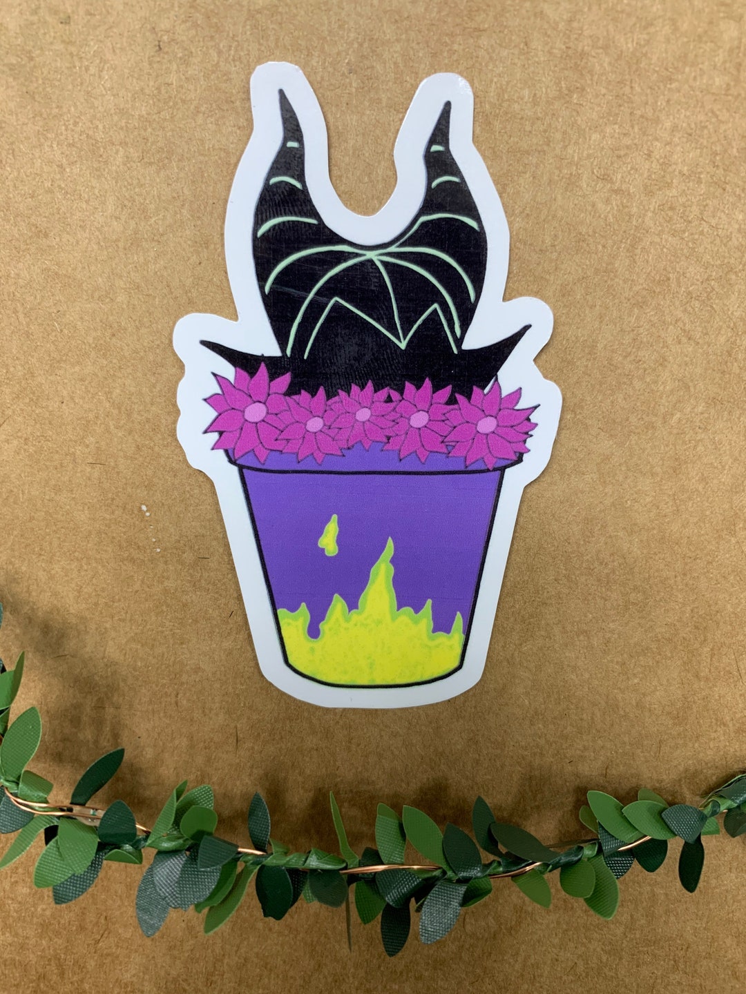Maleficent Flower Pot Sticker - Etsy