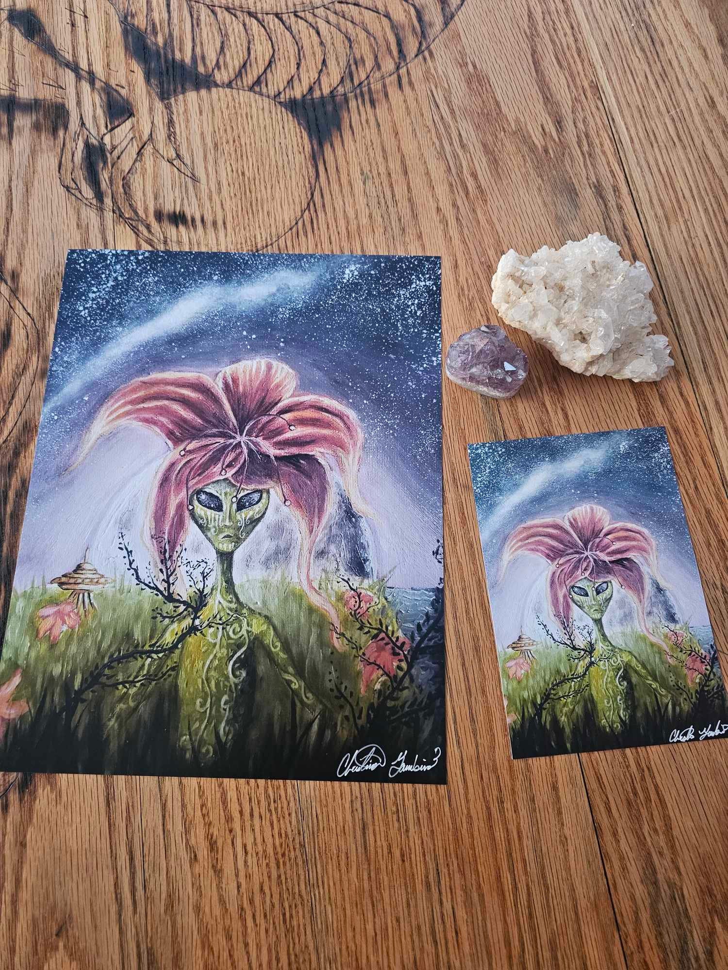 Original Art Print-alien 'among Us' on Premium Photo Paper 8 1/2'' by ...