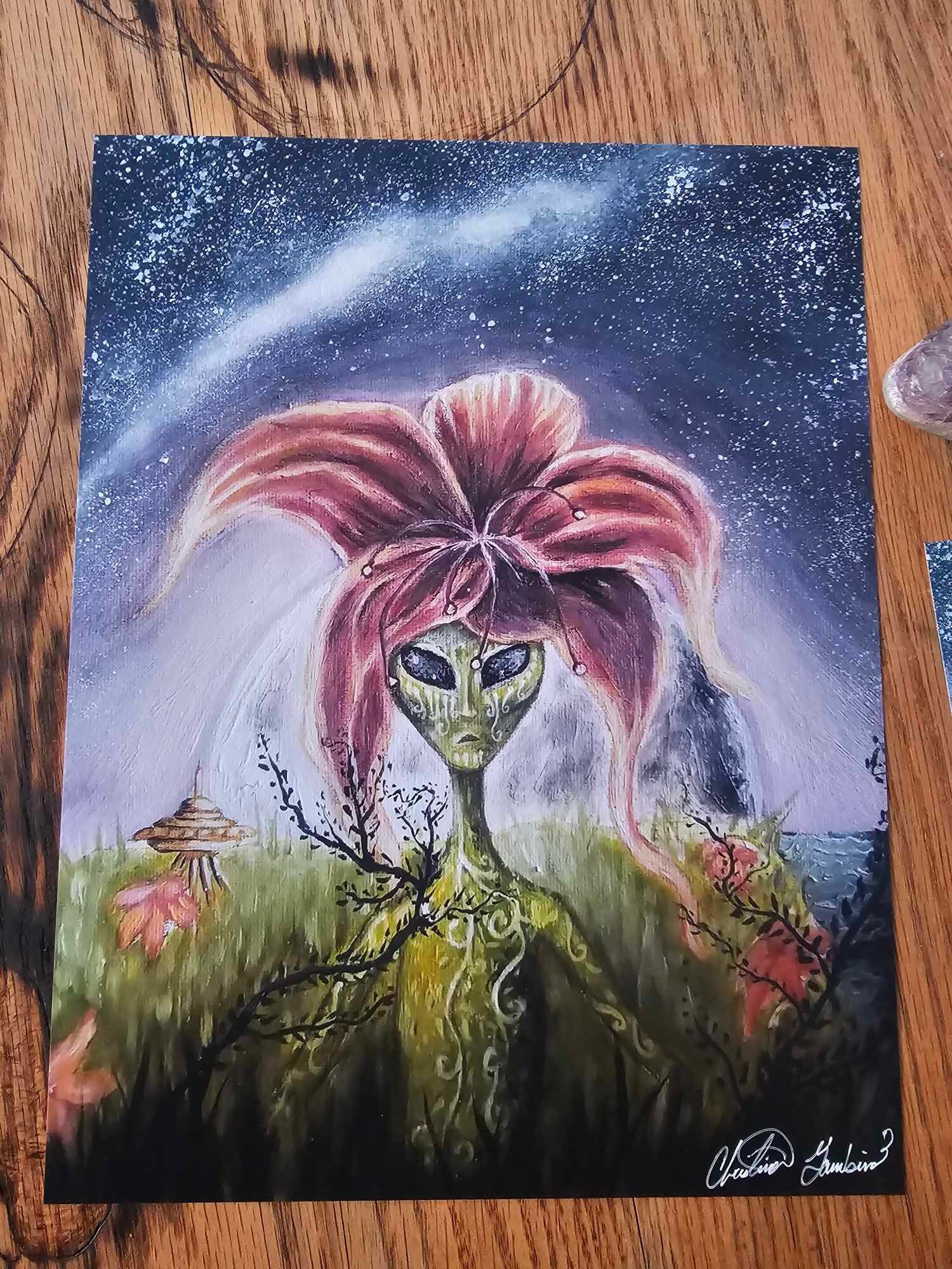 Original Art Print-alien 'among Us' on Premium Photo Paper 8 1/2'' by ...