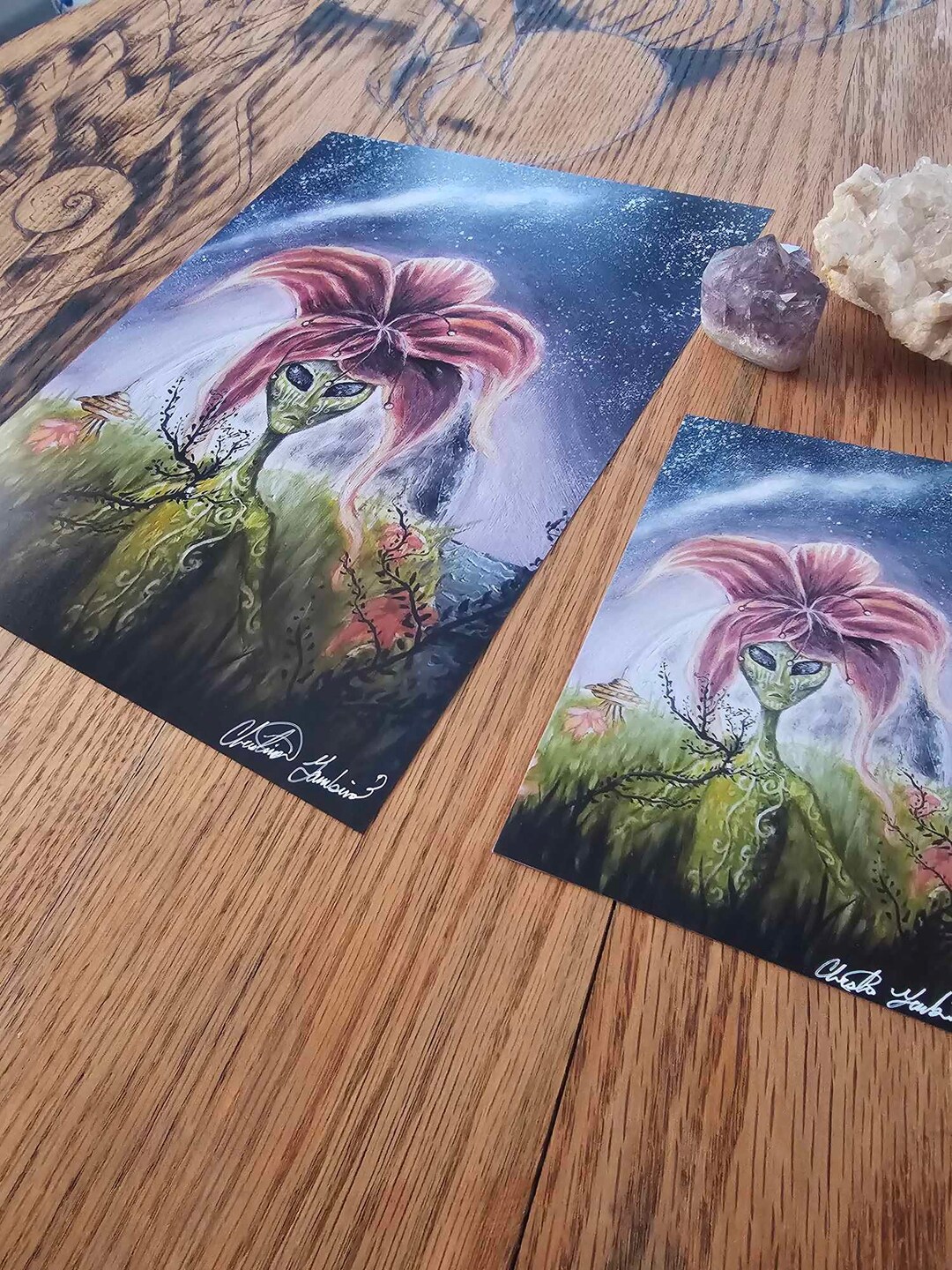 Original Art Print-alien 'among Us' on Premium Photo Paper 8 1/2'' by ...