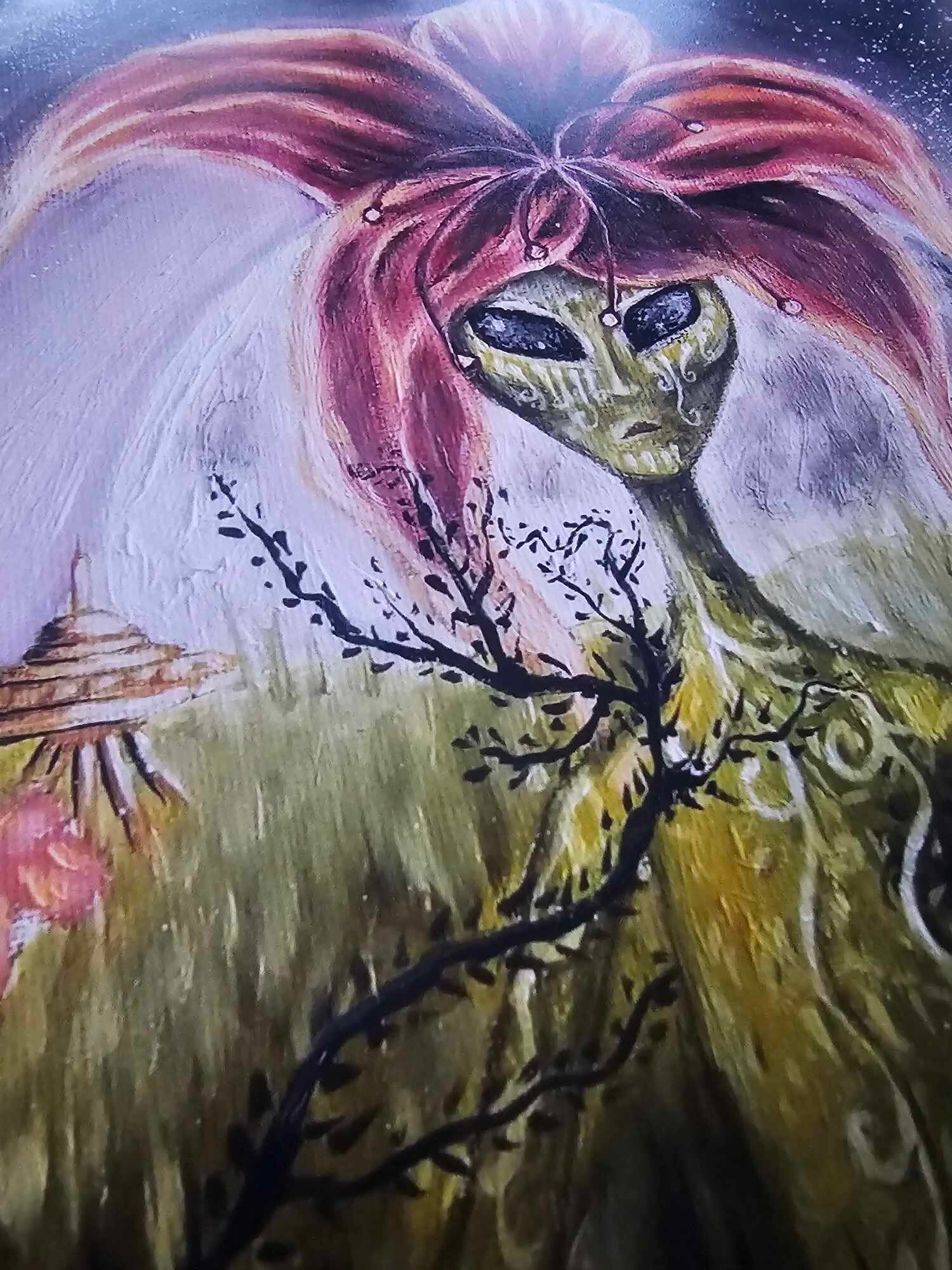 Original Art Print-alien 'among Us' on Premium Photo Paper 8 1/2'' by ...