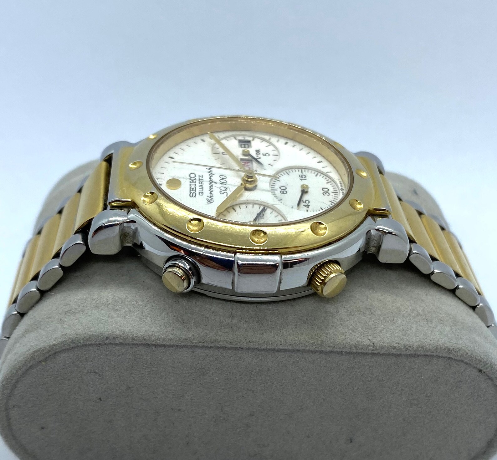 Seiko Chronograph SQ 100 Quartz Panda Dial 7A38-6090 Two Tones - Etsy