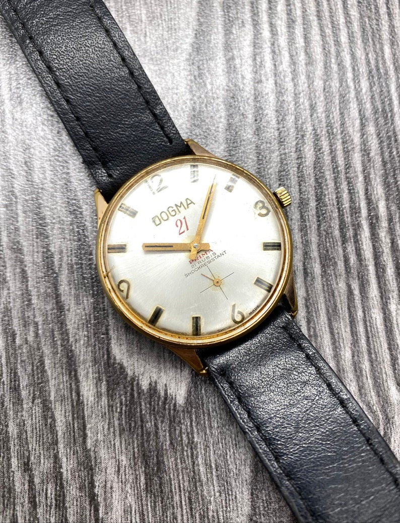 Vintage Dogma Prima 21 Rubis Shock Resistant Gold Plated Watch | Etsy