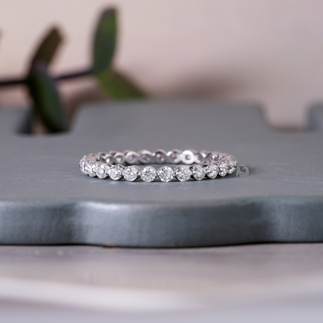 Buy Full Eternity 2.00 MM Round Moissanite Wedding Band,minimalist Band ...