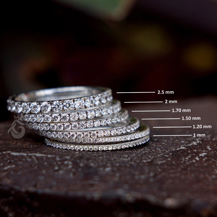 Micro Pave Diamond Wedding Band1 Mm to 2.5 Mm Full Eternity - Etsy