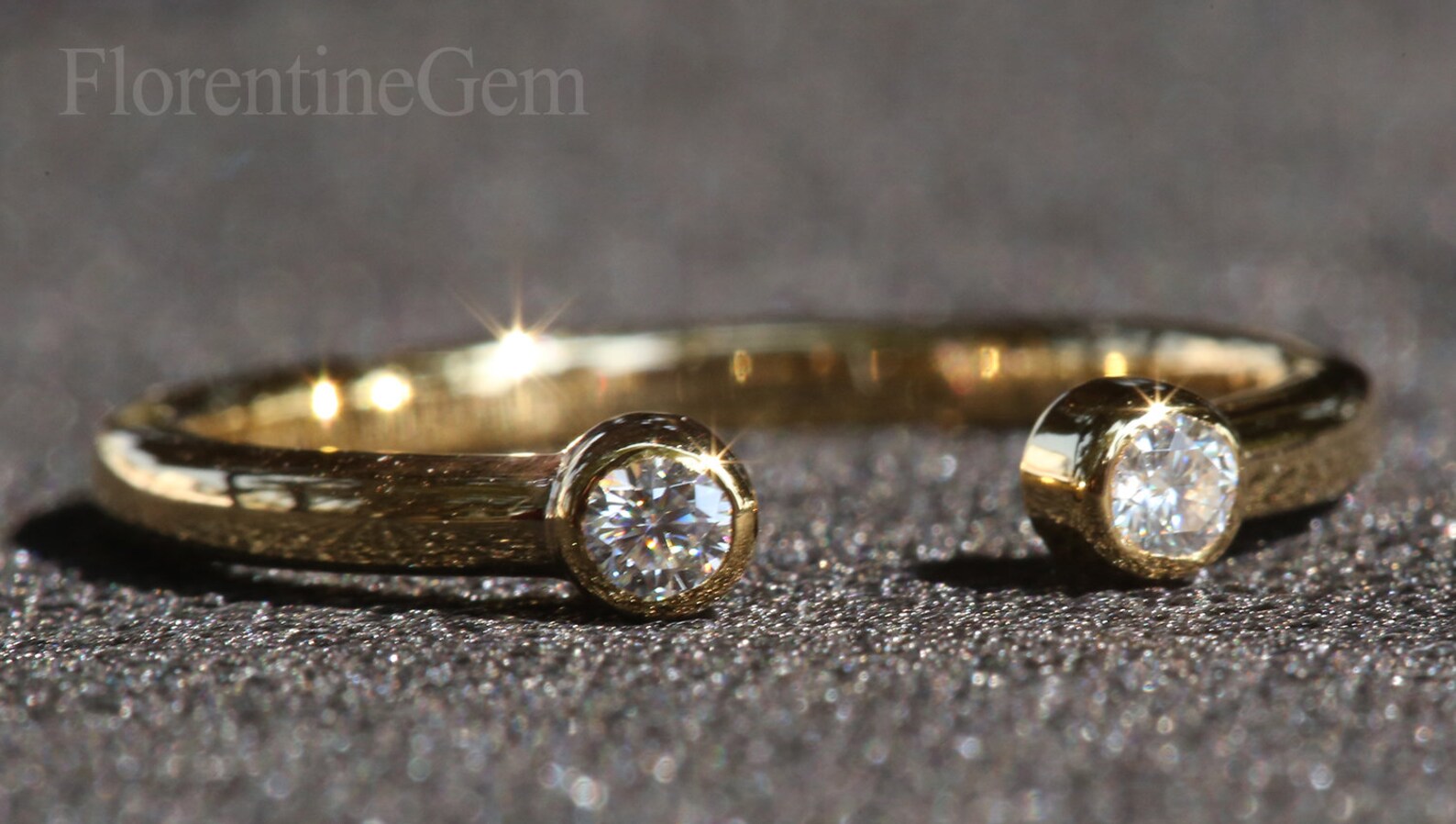Bypass Round Moissanite Diamond Ring in 14K Yellow Gold Bypass Ring ...