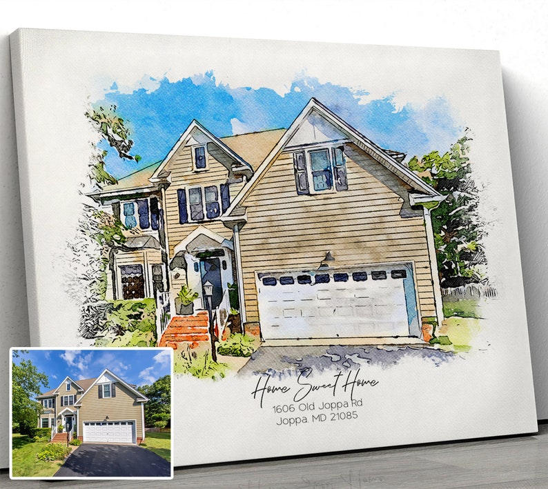 Custom House Portrait From Photo, Watercolor House Painting ...