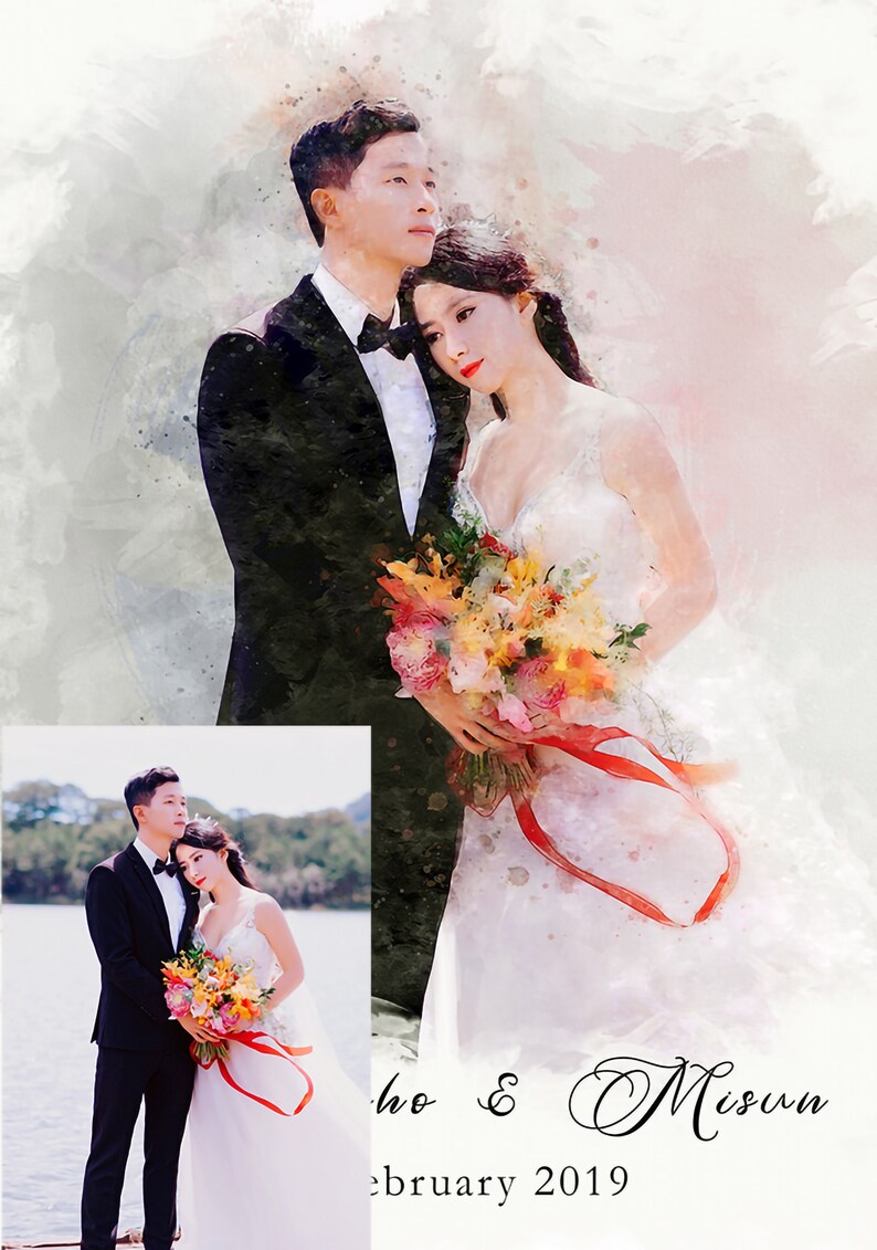 Custom Couple Portrait from Photo Perfect Wedding or | Etsy