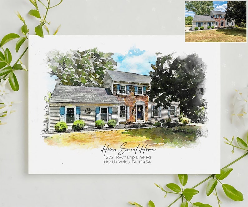 Custom House Portrait From Photo, Watercolor House Painting ...