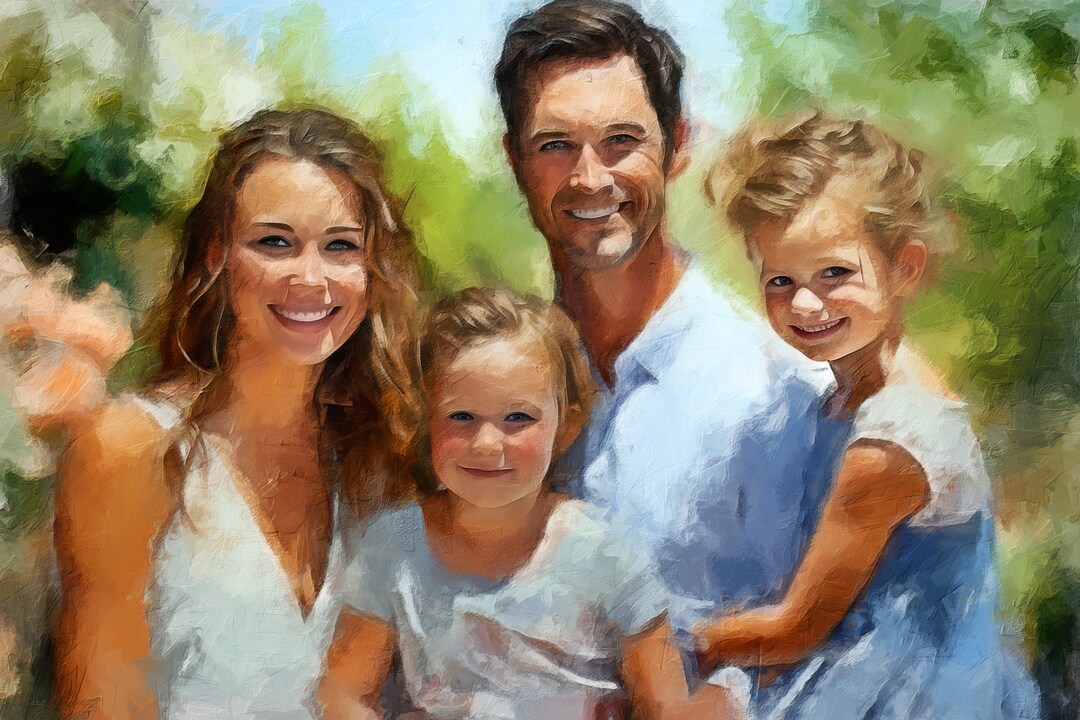 Custom Family Photo to Painting, Digital Painting on Canvas ...