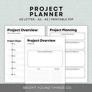 Printable Project Planner, Project Planner PDF, Productivity Worksheets ...