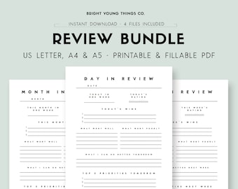 Self Reflection Bundle PDF, Daily Reflection Printable, Weekly ...