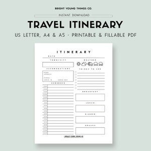 Travel Itinerary Printable, Vacation Plan Printable, Road Trip Planner ...