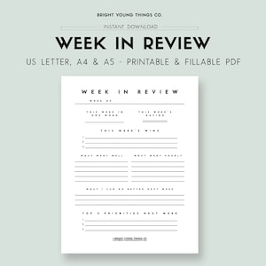 Weekly Reflection Journal Printable, Self Reflection Journal, Self ...
