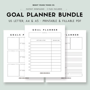Printable Goal Planner Bundle, Goal Planner Printable, Goal Planner ...