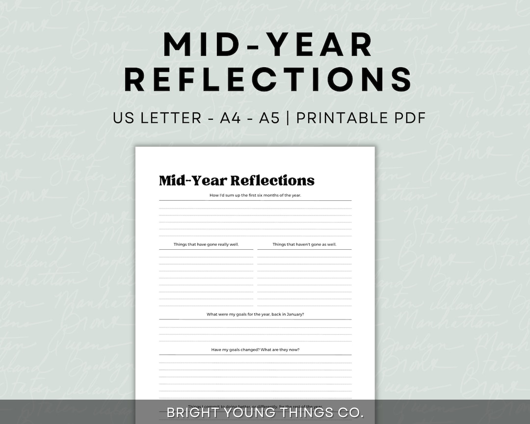 Mid-year Reflection Review Worksheet, Personal Growth Worksheet ...
