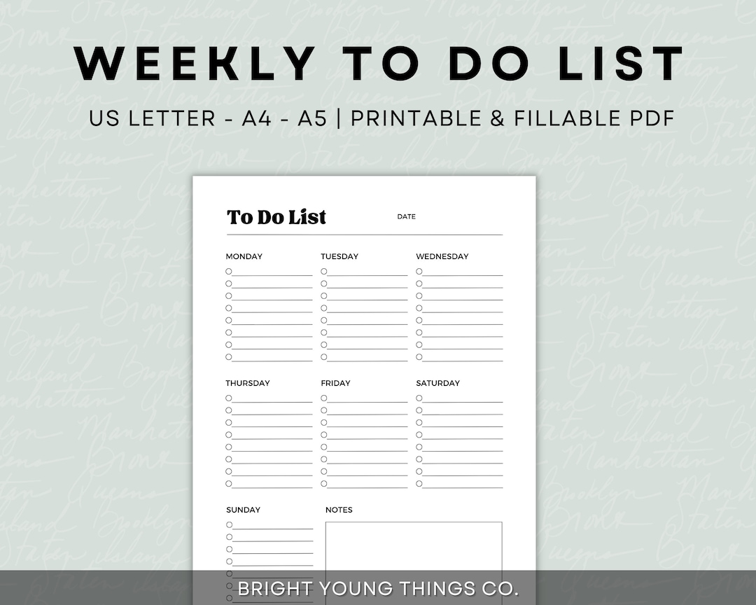 Weekly to Do List Printable, Weekly Task List Printable Template ...