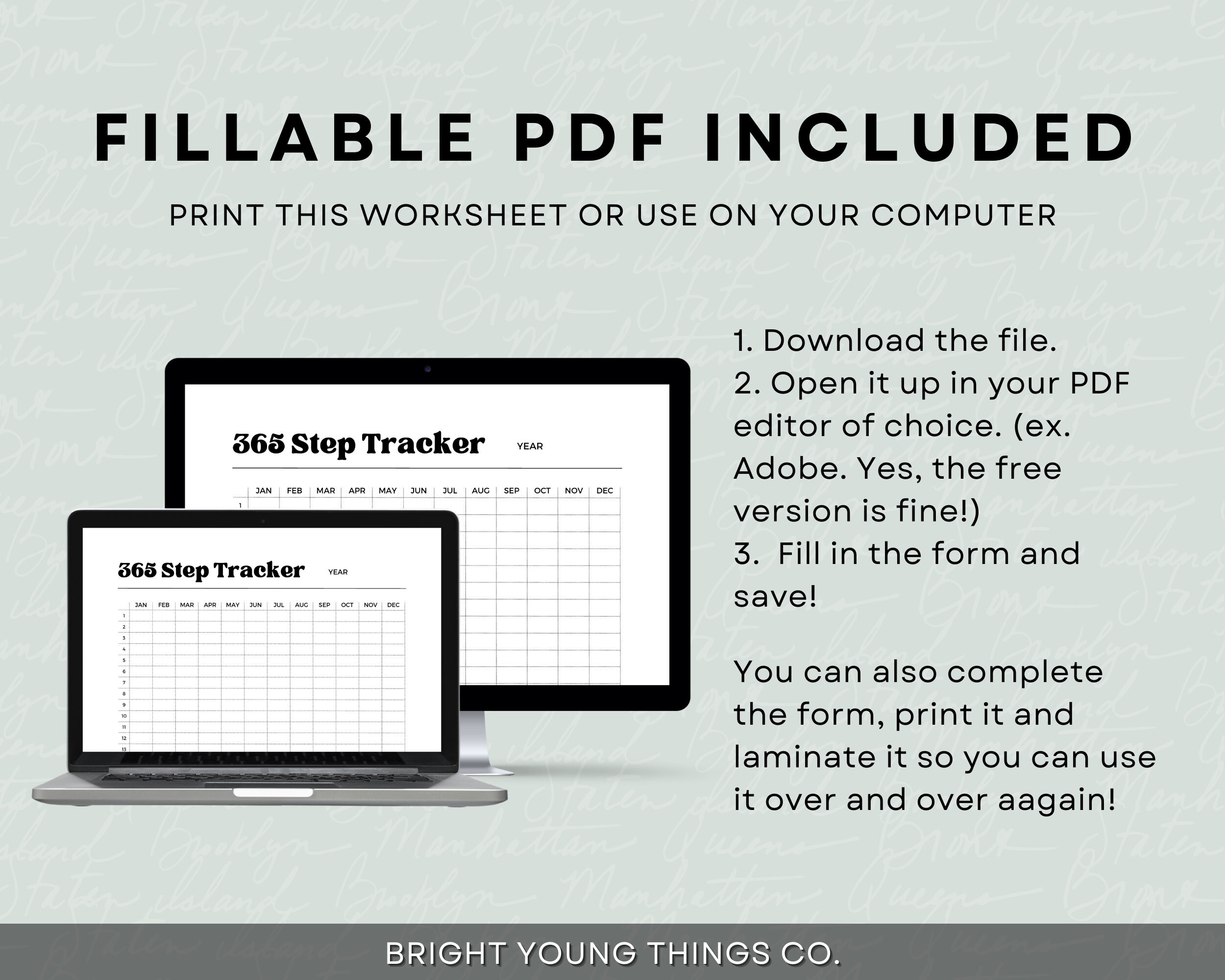Annual Step Tracker, 365 Days Step Tracker, Printable Step Tracker ...