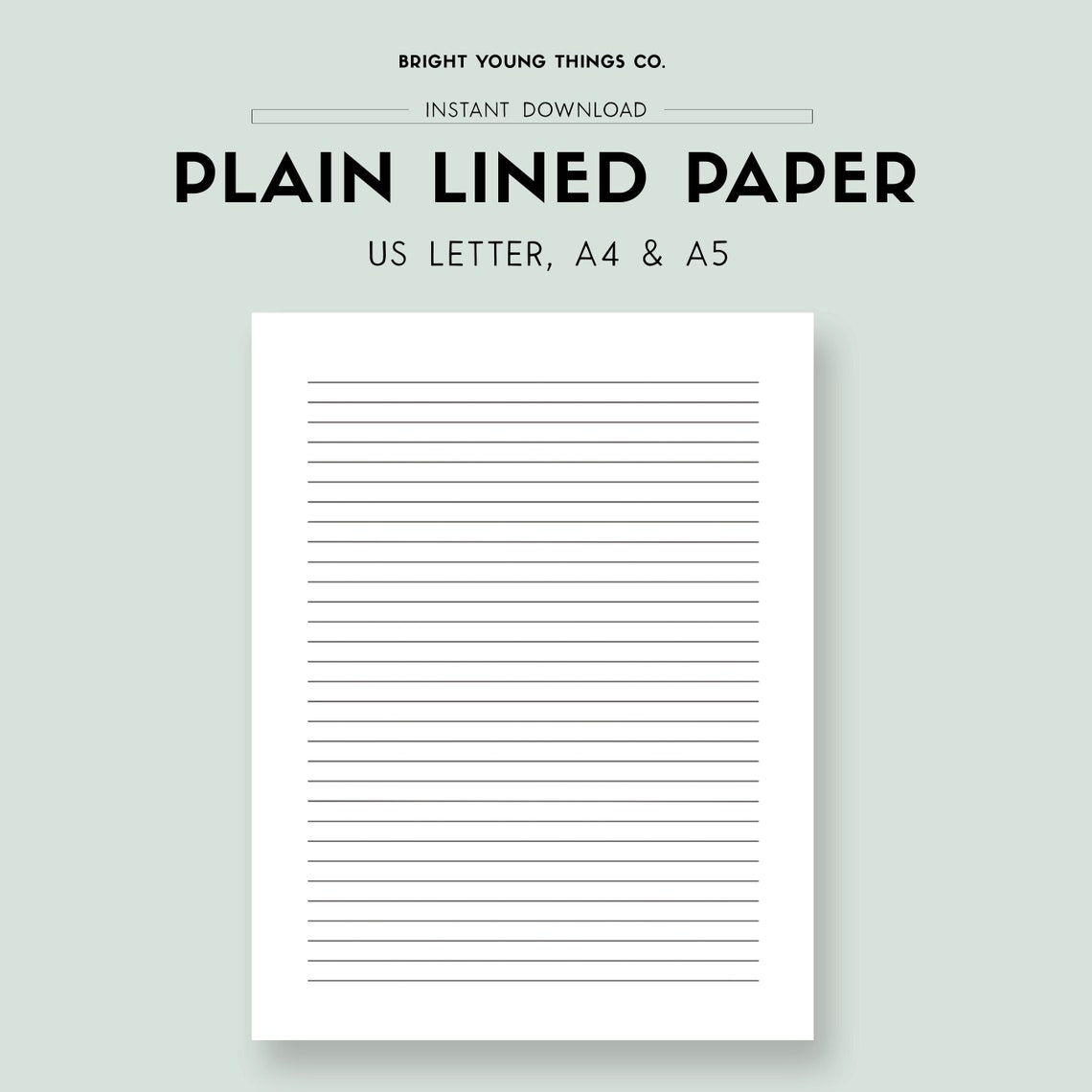 Downloadable Lined Paper, Digital Paper Printable, PDF Download ...