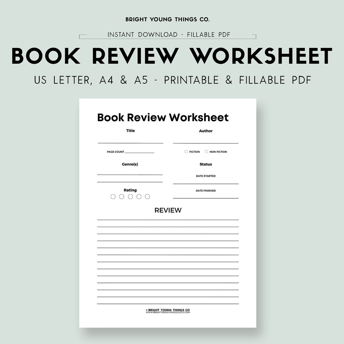 Book Review Printable, Book Review Worksheet, Printable PDF Book Review ...