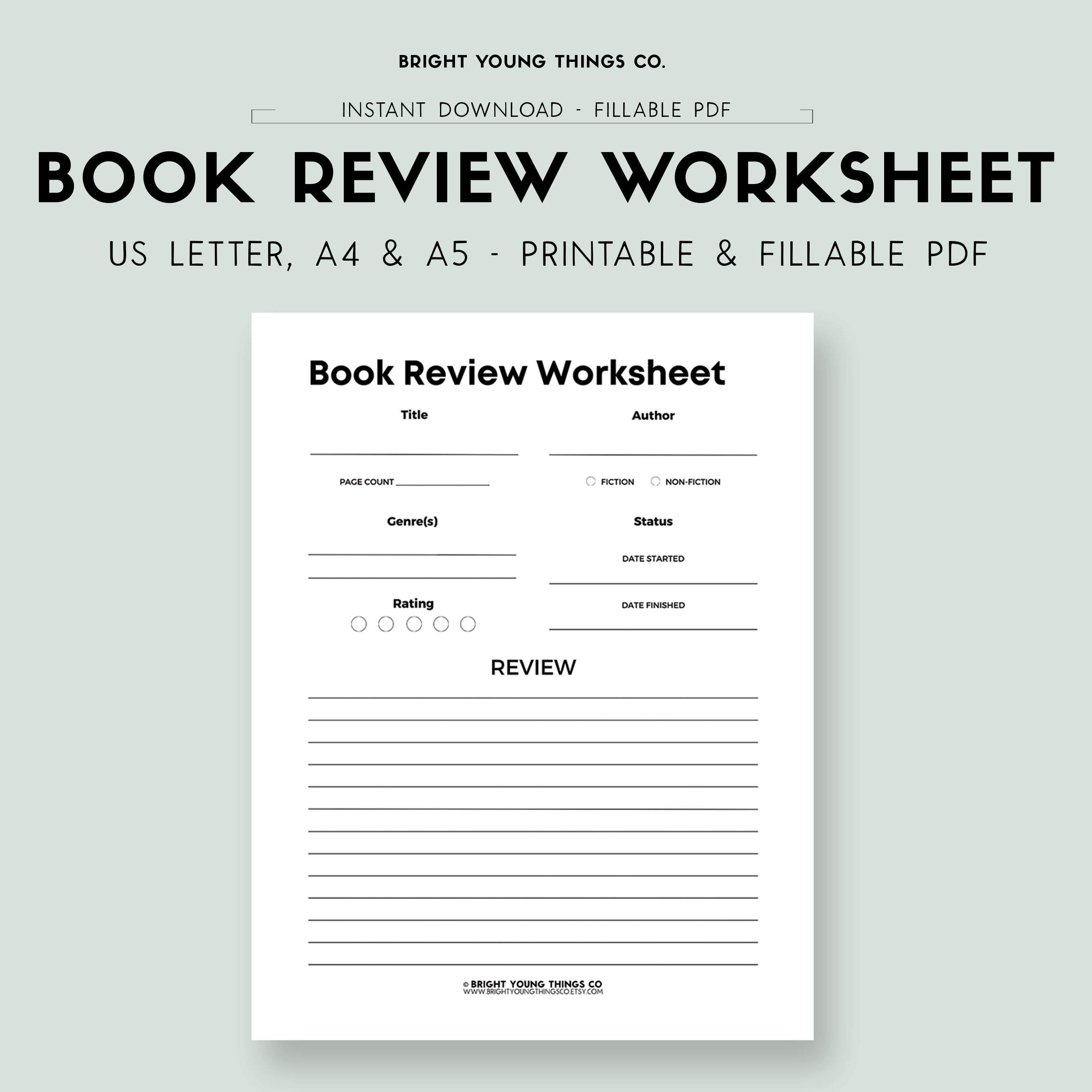 Book Review Printable, Book Review Worksheet, Printable PDF Book Review ...