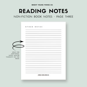 Reading Notes Template, Book Notes Printable, Reading Log Printable ...