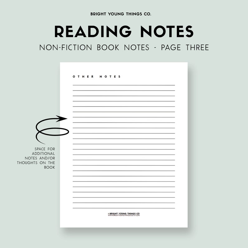 Reading Notes Template, Book Notes Printable, Reading Log Printable ...