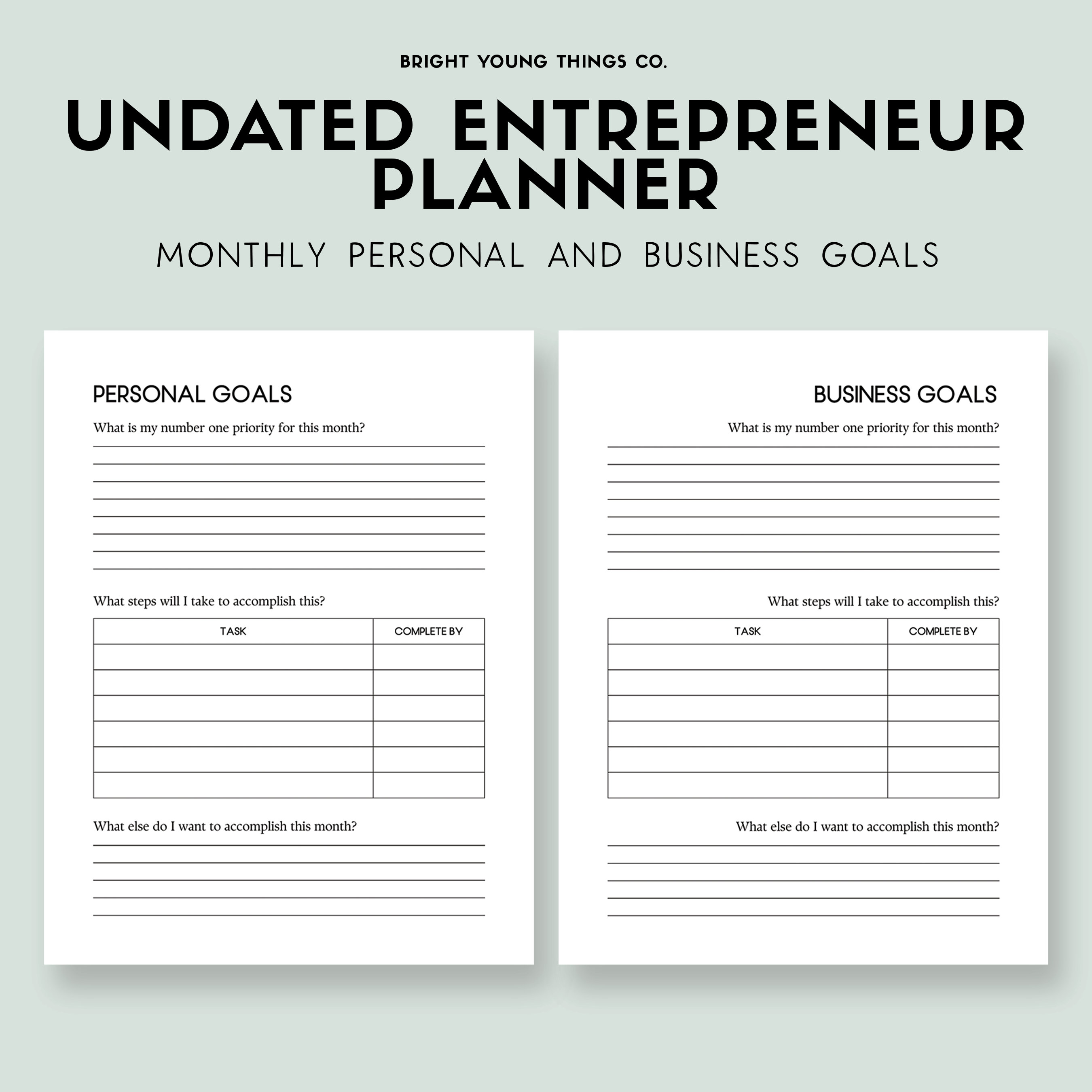 Entrepreneur Planner Printable, Side Hustle Planner, Work Life Balance ...