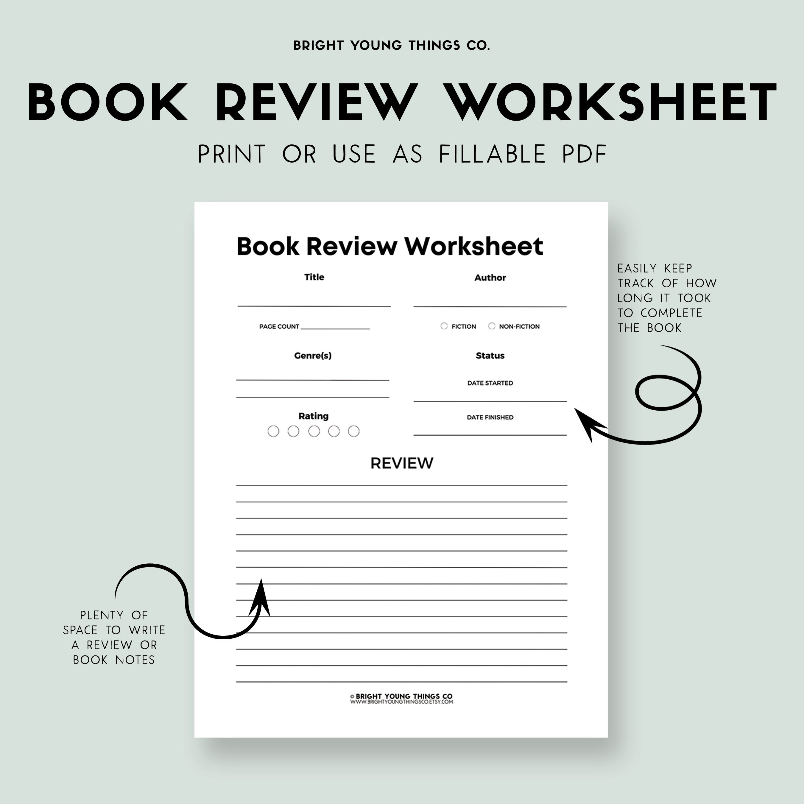 Book Review Printable, Book Review Worksheet, Printable PDF Book Review ...