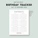 Birthday Tracker PDF Printable, Digital Birthday Tracker, Fillable PDF ...