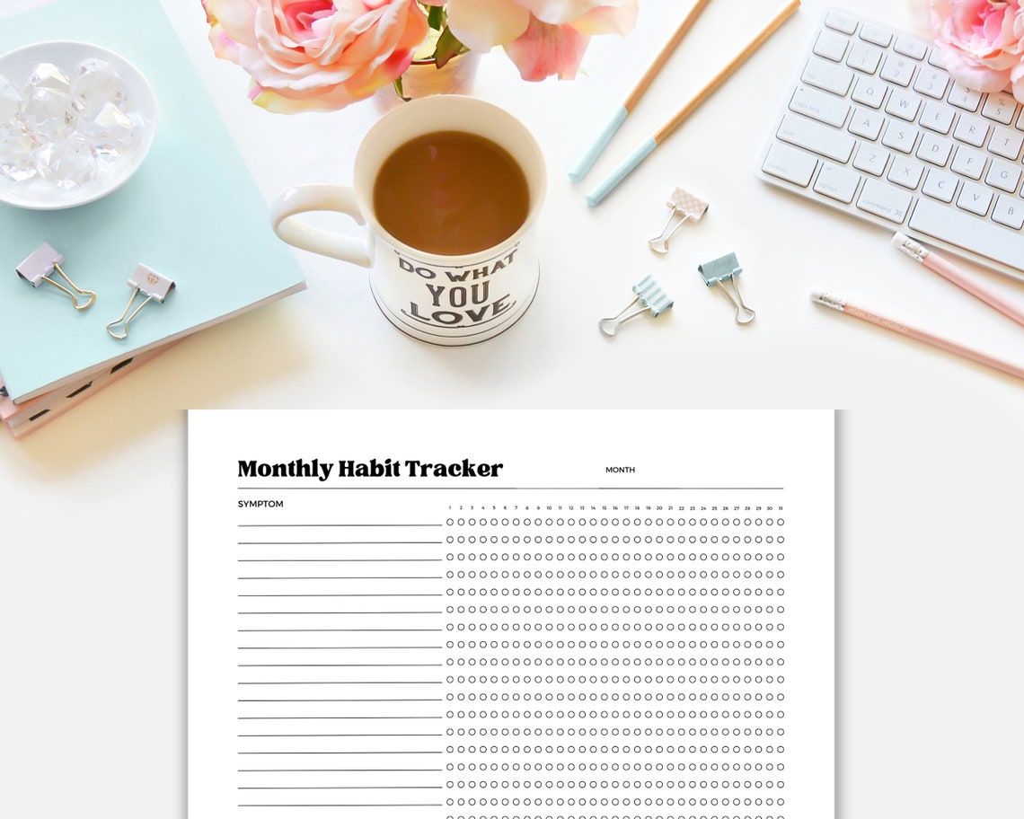 Monthly Habit Tracker, Monthly Habit Tracker Printable, Landscape Habit ...