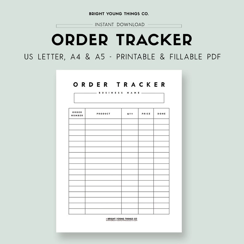 Order Tracker Printable, Order Tracker Form, Order Tracker for Small ...