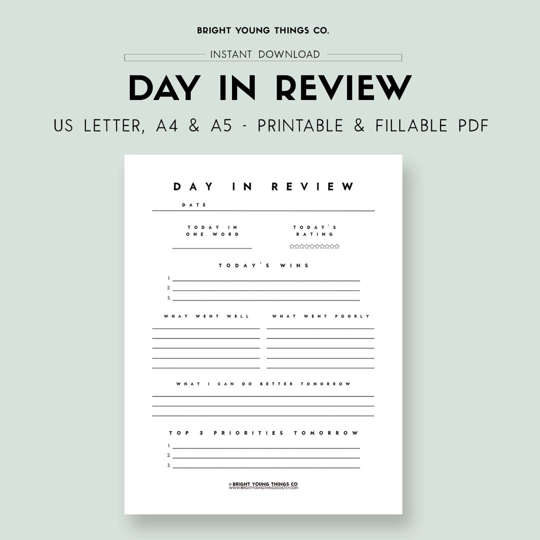 Daily Reflection Printable, Daily Reflection Journal Printable, Self ...
