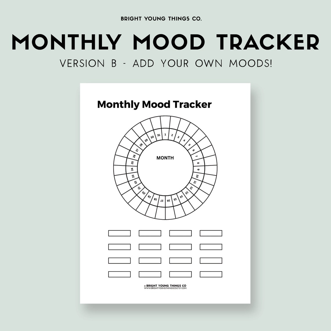 Mood Tracker Template, Monthly Mood Tracker PDF, Printable Mood Tracker ...
