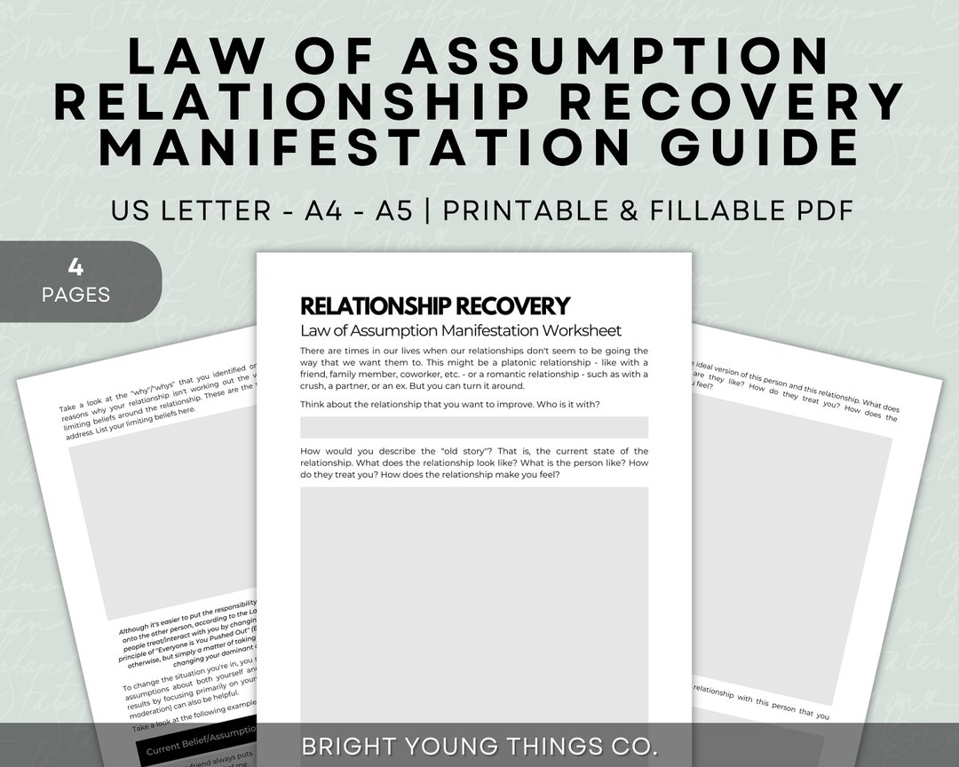 Manifestation Worksheets for Relationship Repair, Law of Assumption ...