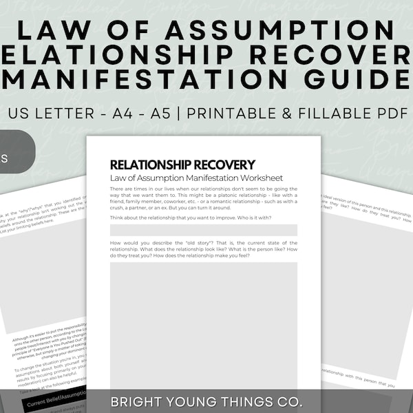 Law of Assumption Worksheets - Etsy