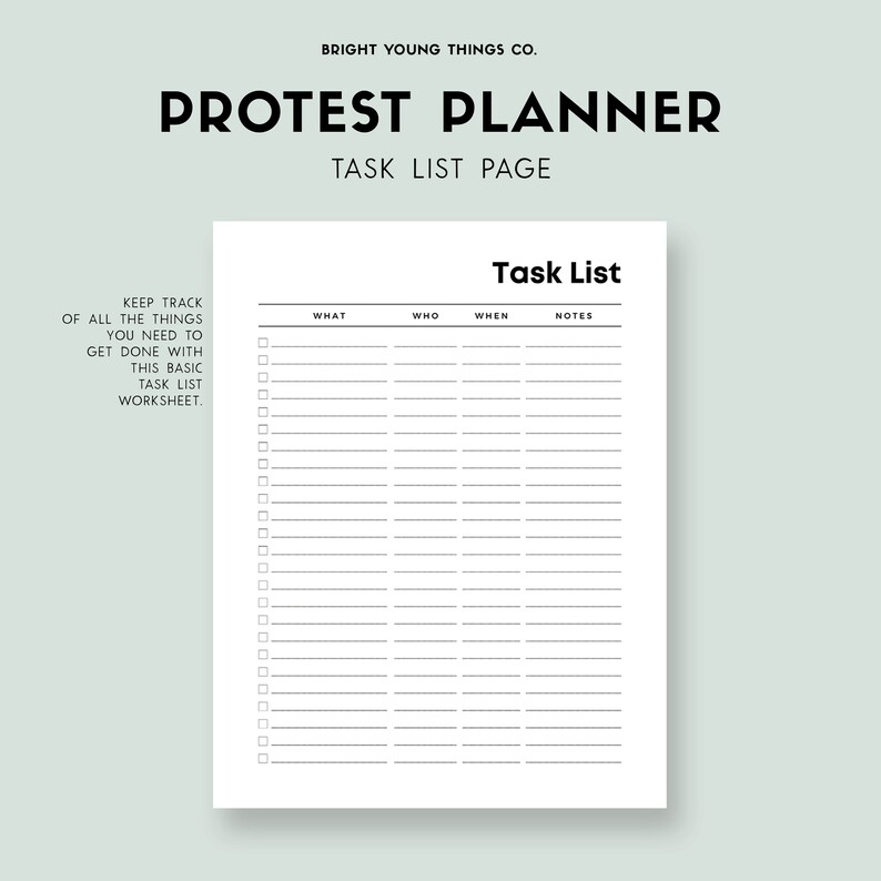 Printable Protest Planner, Protest Plan, Social Justice Protest ...