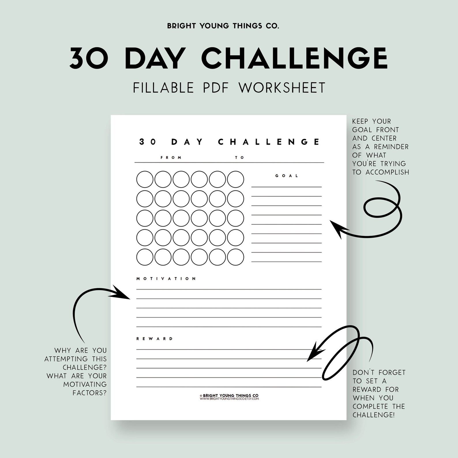 30 Day Challenge Printable PDF, 30 Day Challenge Fillable PDF Worksheet ...