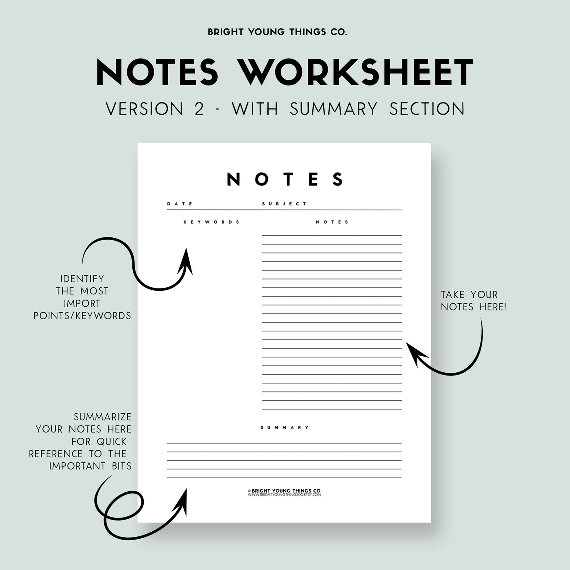 Note Template Printable Note Taking Template Printable Note - Etsy