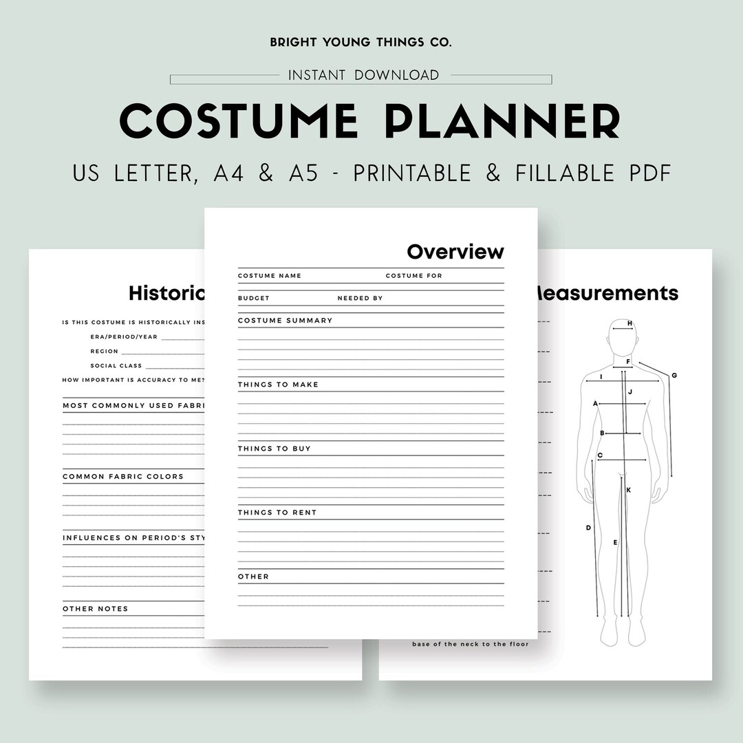 Printable Costume Planner Halloween Costume Planner Ren - Etsy Canada