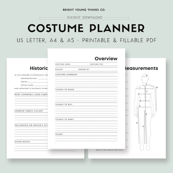 Printable Costume Planner Halloween Costume Planner Ren - Etsy