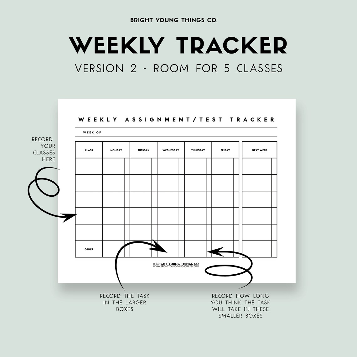 Test and Assignment Weekly Plan, Assignment Tracker Printable ...