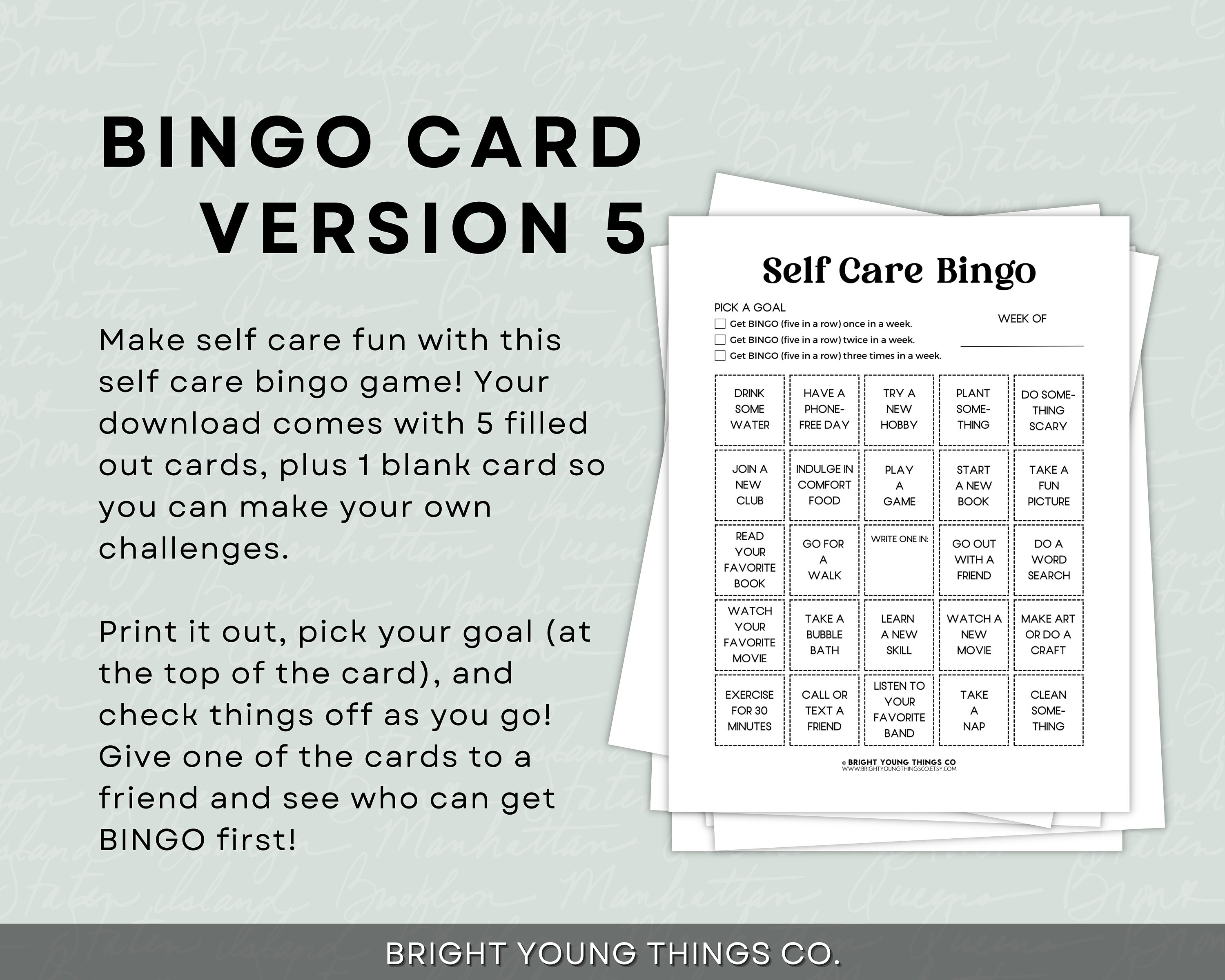 Self Care Bingo, Self Care Game, Self Care Ideas, Mental Health ...