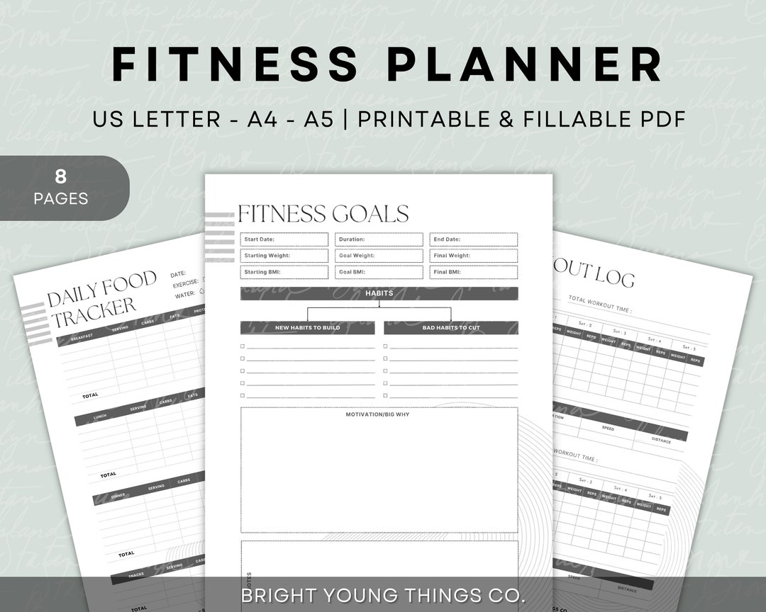 Fitness Planner PDF, Weight Loss Tracker, Weight Loss Journal, Weight ...